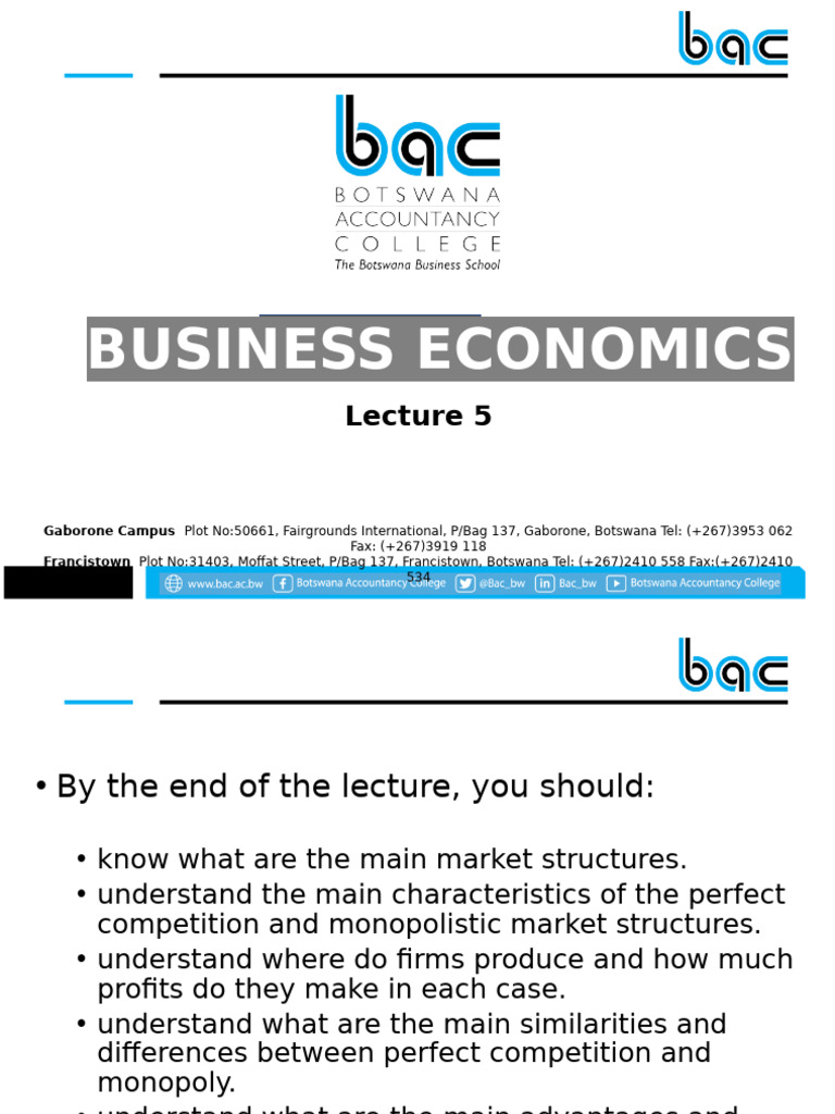 Lecture 5 - Market Structure 1, Perfect Competition and Monopoly 1 | PDF | Monopoly | Profit ...