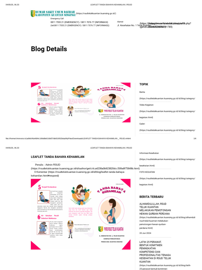 Leaflet Tanda Bahaya Kehamilan - Rsud | PDF