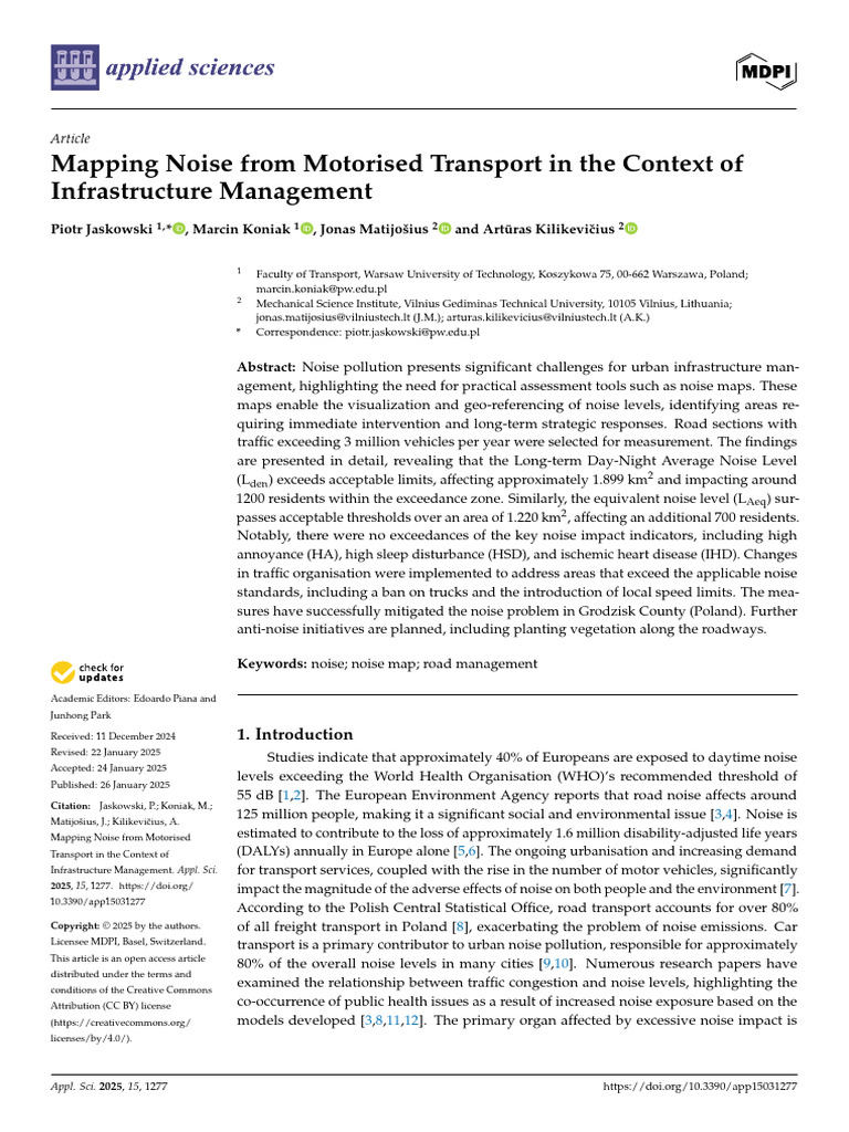 Mapping Motorised Transport Noise Impact | PDF | Noise | Road
