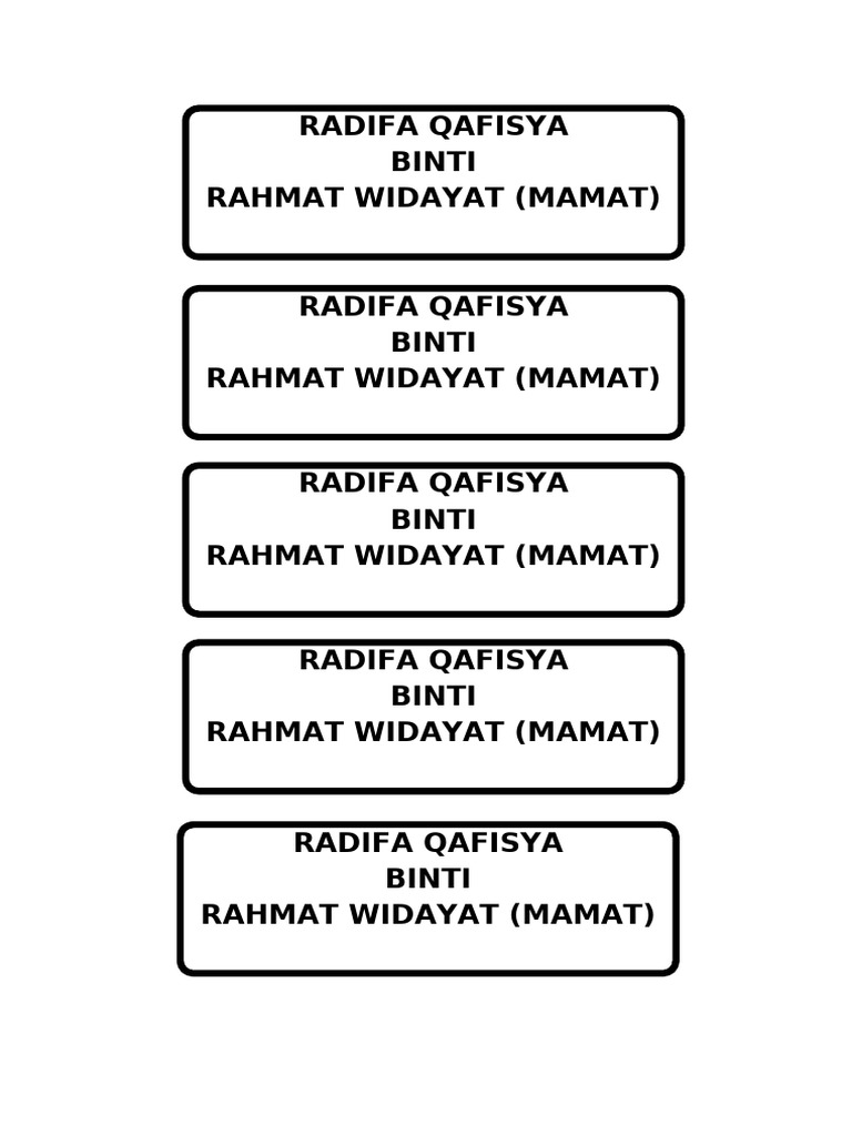 Radifa Qafisya Binti Rahmat Widayat (Mamat) | PDF