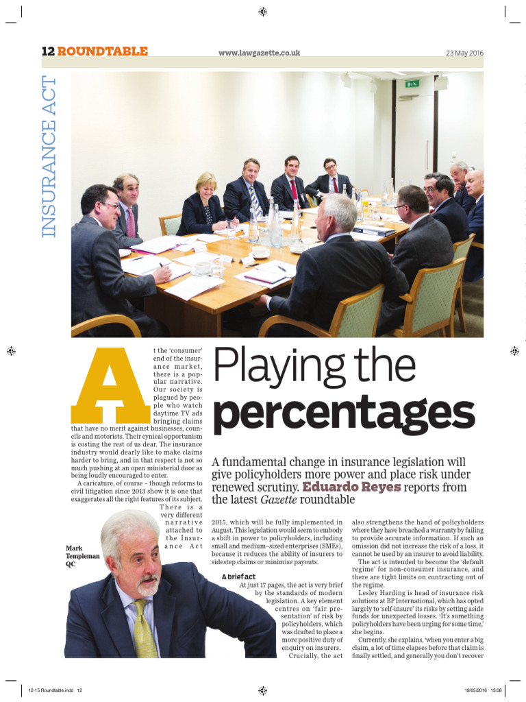 Playing_the_Percentages_Roundtable | PDF | Insurance | Underwriting