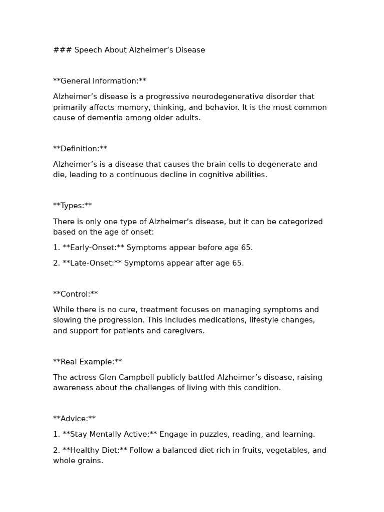 English Talk About Disease | PDF | Enfermedad de Alzheimer | Medicina