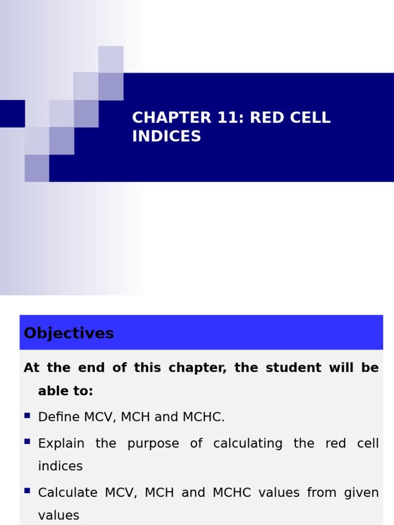 Hema I Chapter 11 - RBC Indices | PDF | Anemia | Medical Tests