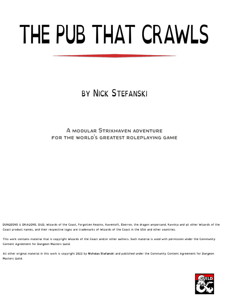 Strixhaven - The Pub That Crawls | PDF | Dungeons & Dragons | Cue Sports