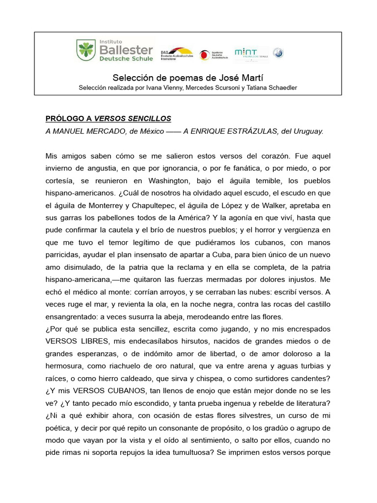Versos sencillos de José Martí (selección) | PDF