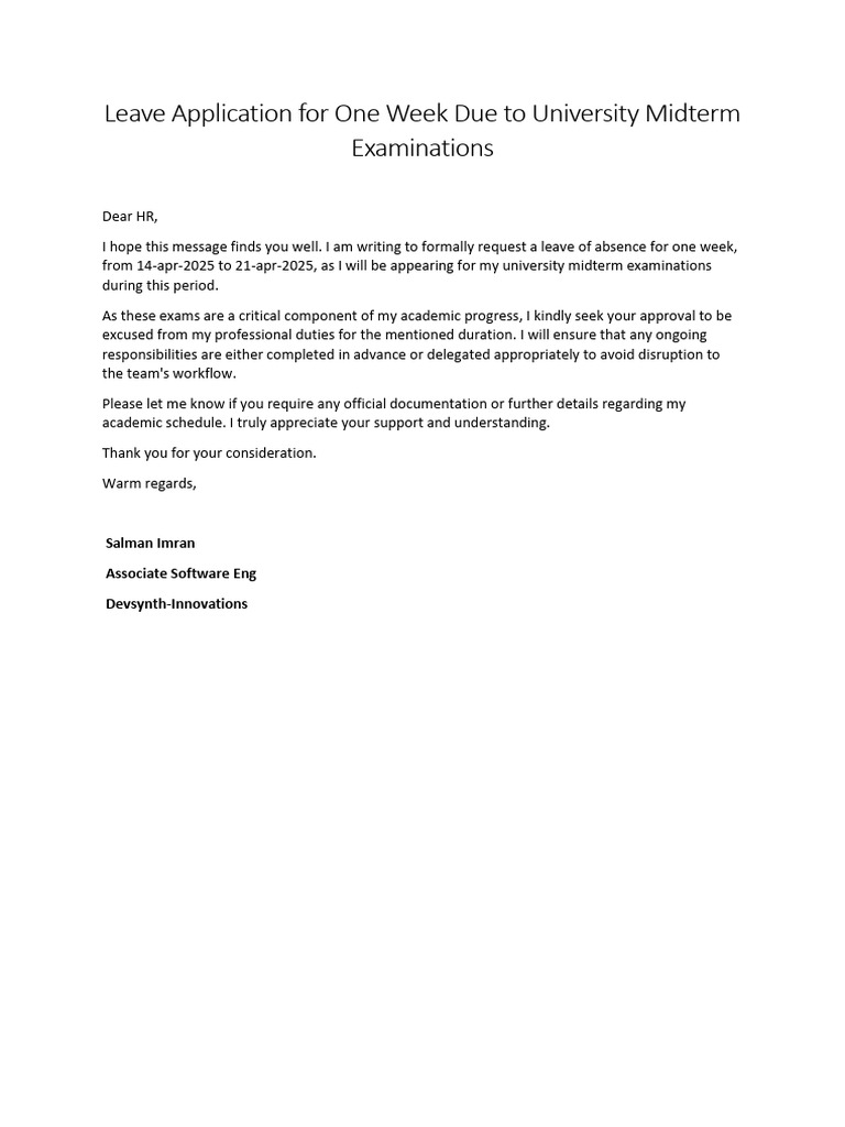 Leave Application | PDF