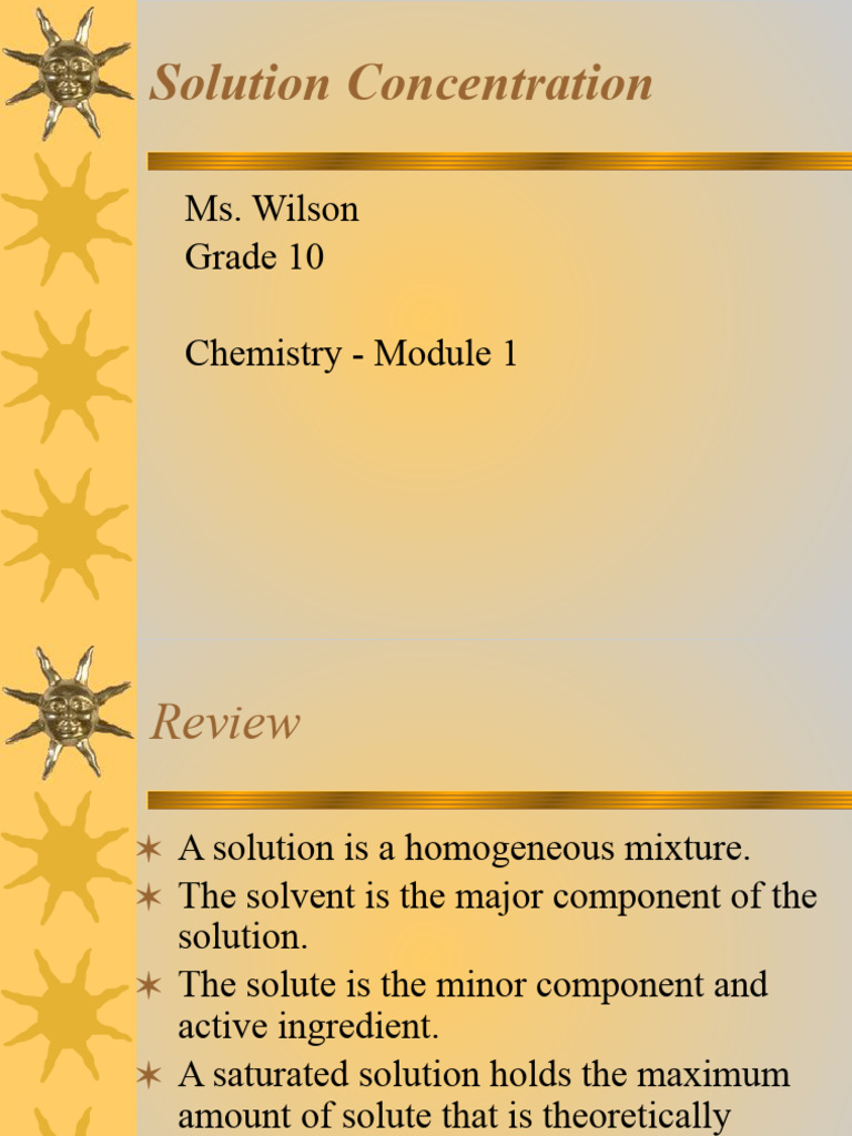 Solution Concentration.pptx | PDF | Concentration | Mole (Unit)