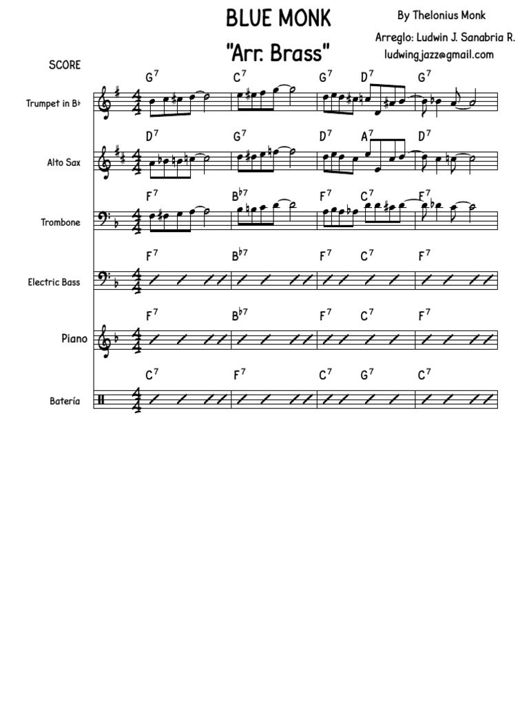 1-Score-Blue Monk Arr PDF | PDF