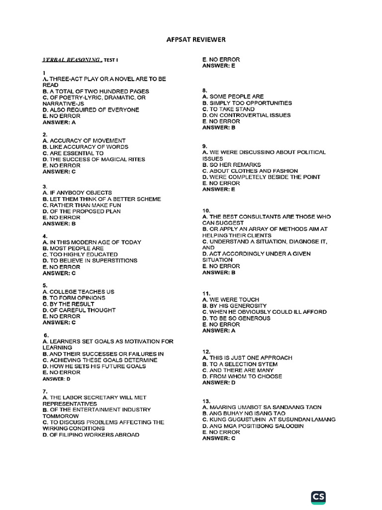 Verbal Reasoning | PDF