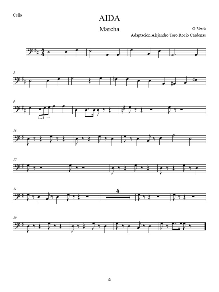 MARCHA DE AIDA -CELLO | PDF