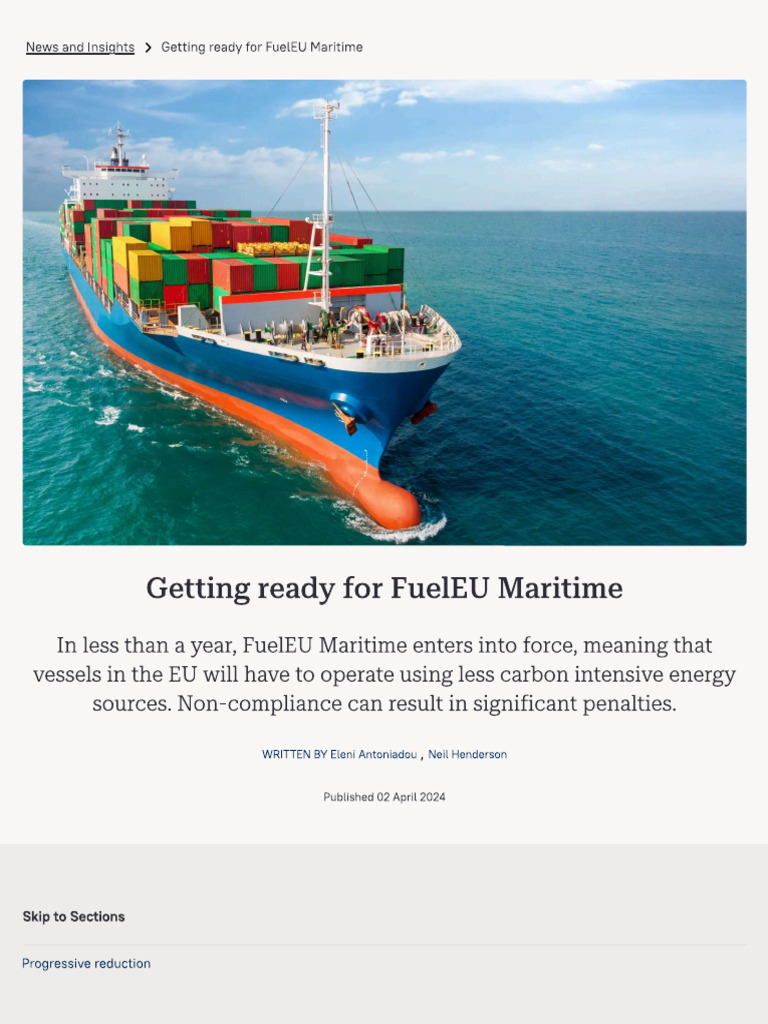 Fuel EU Maritime Mandated Percentage Reduction 2020-2050 | PDF