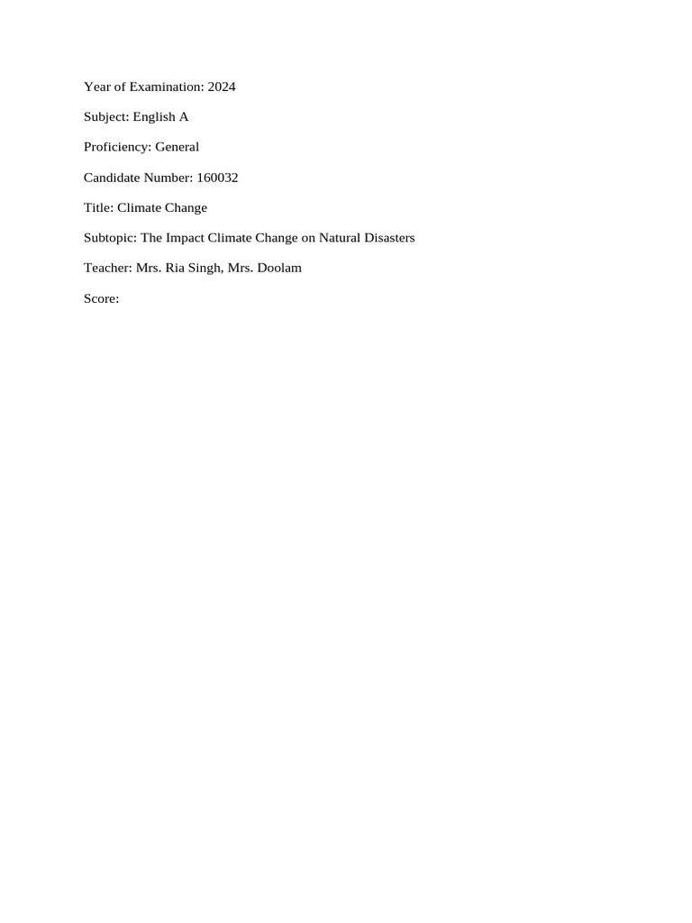 English SBA 2024 - Dana Rampersad | PDF | Tropical Cyclones | Climate ...