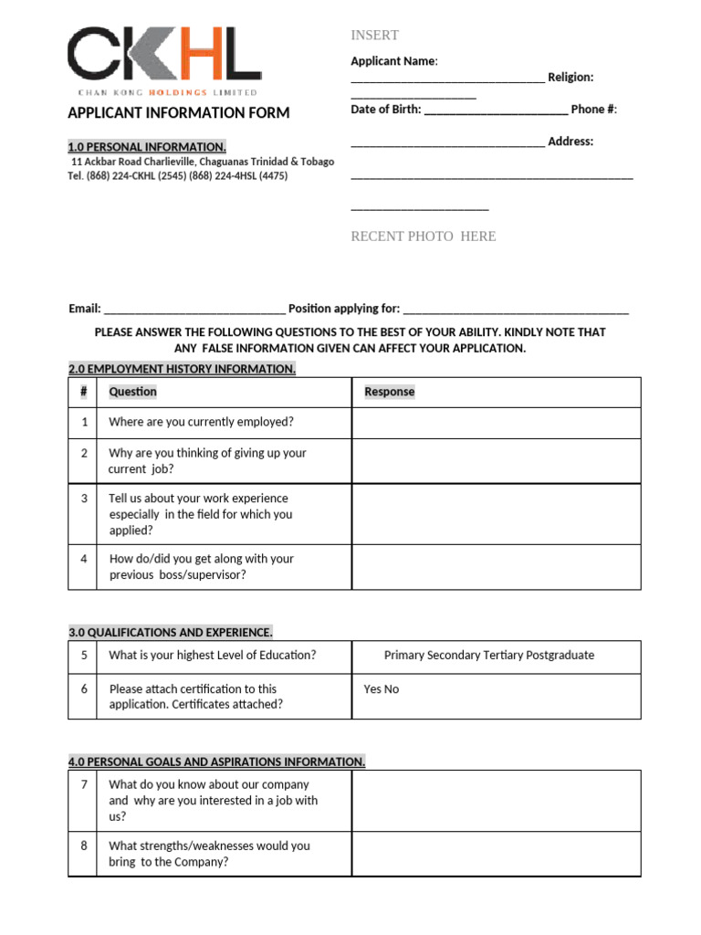 HRP01 F1 Employment Application Form-Fillable | PDF