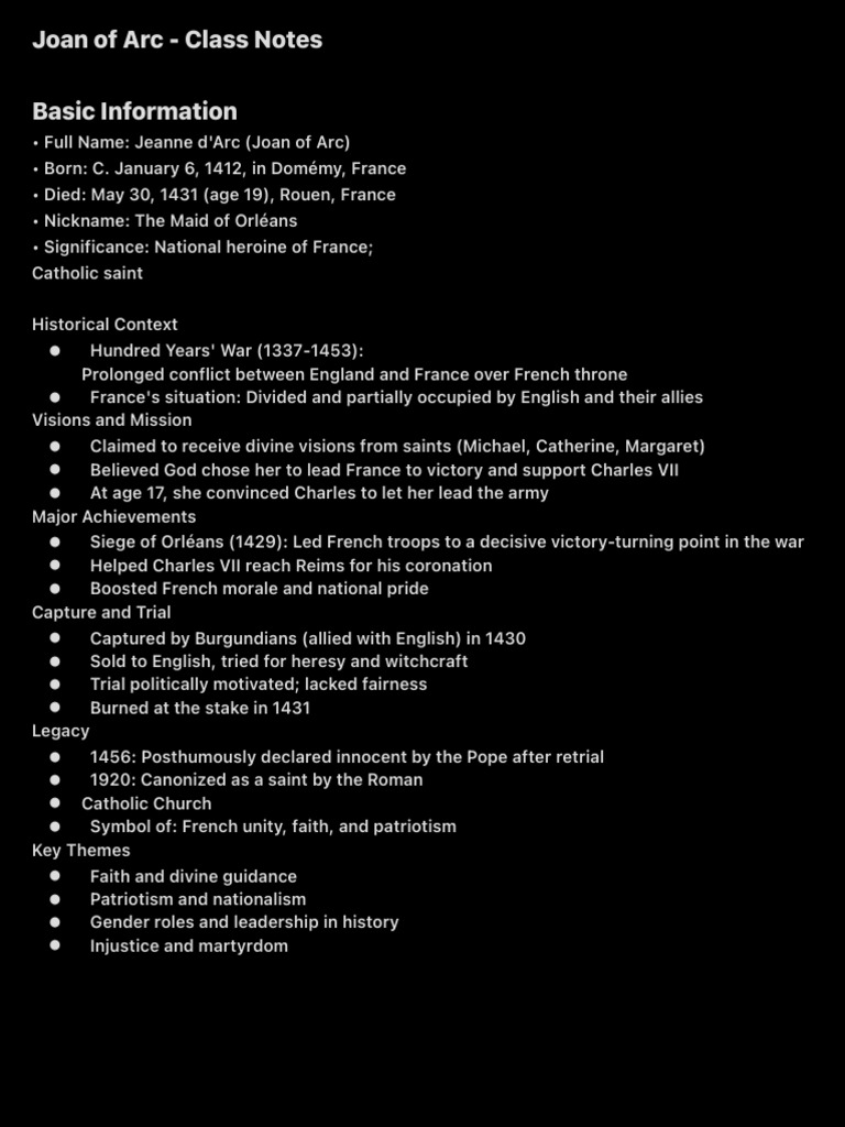 Joan of Arc's Major Achievements | PDF