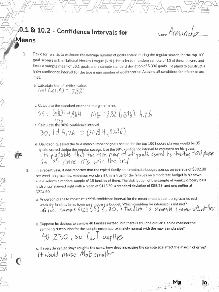 Ap Stats CH10-11 HW | PDF