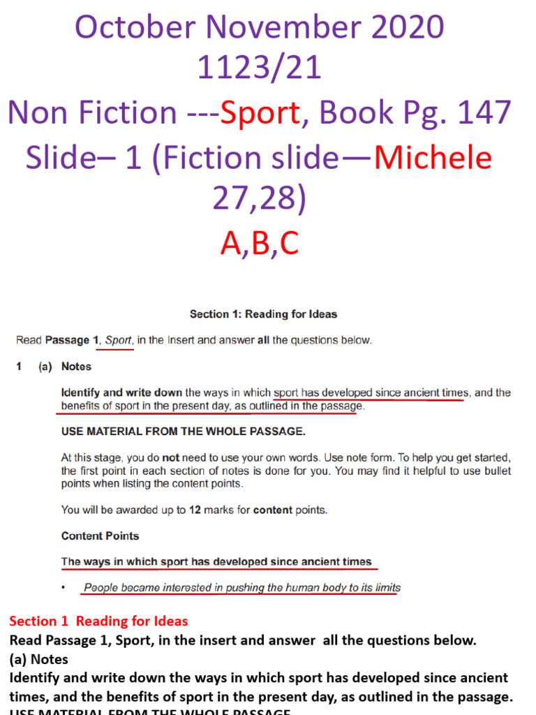 Sport PPT For Oct Nov 2020 - 1123 - 21 Michele & Sport - 1 | PDF ...