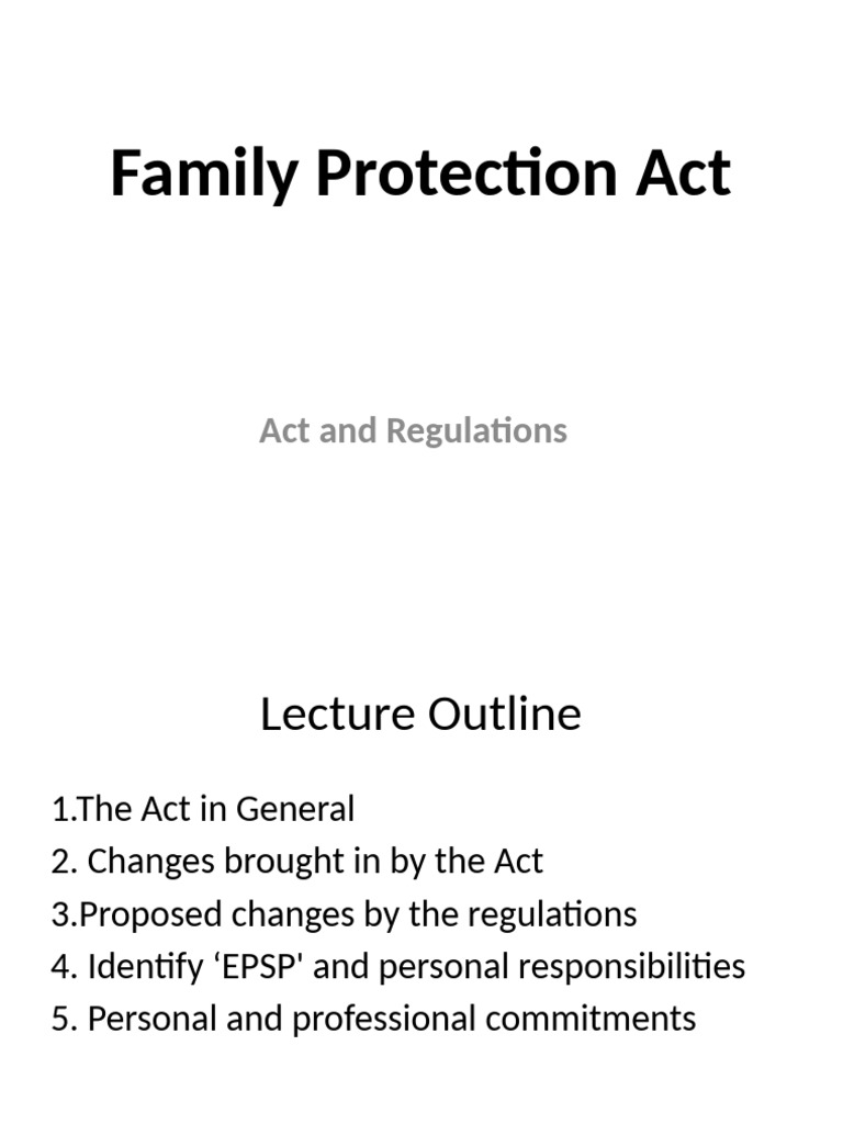 Lecture 9 Family Protection Act | PDF | Domestic Violence | Violence
