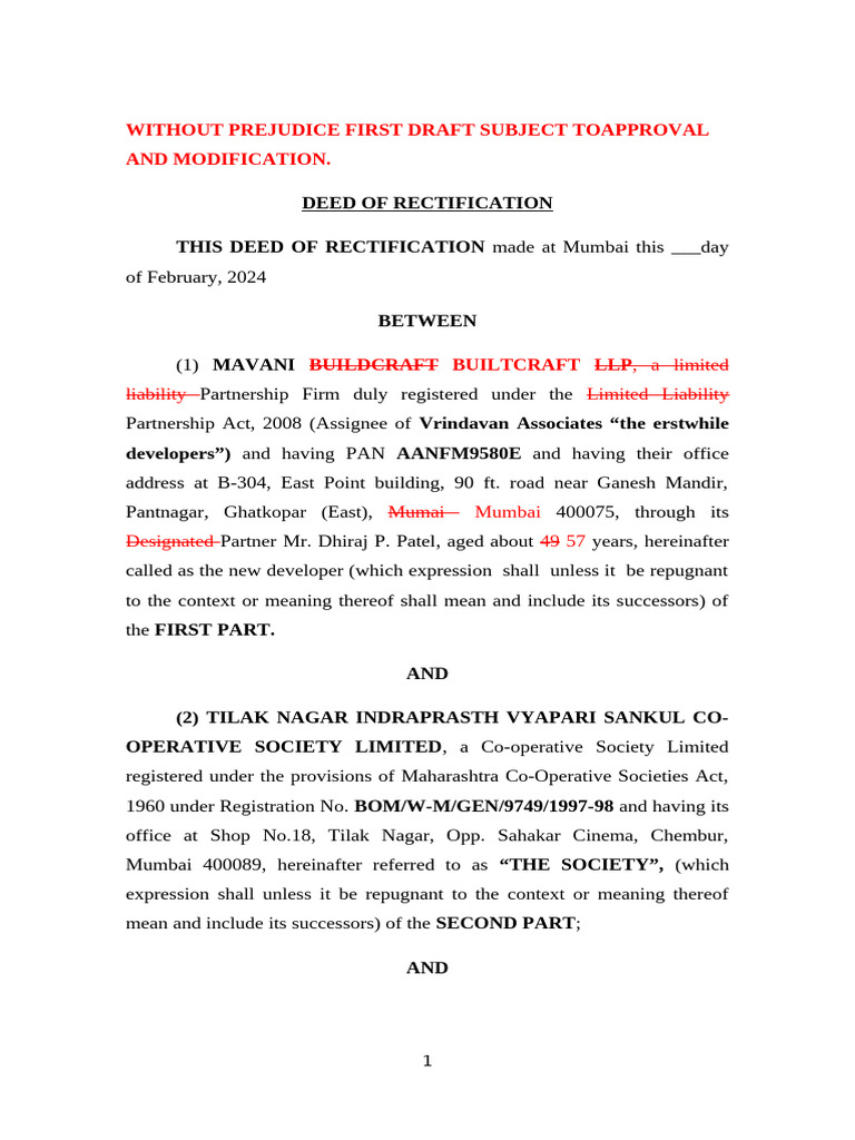Deed of Rectification Mavani Buildcraft | PDF | Common Law | Private Law