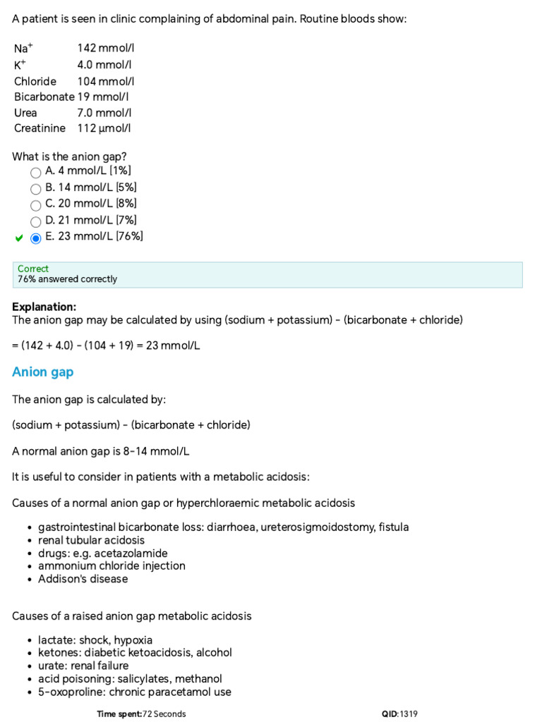 IMD - PassMedicine - MRCP Part 1 QBank - 2023 - Question 9 of 228 | PDF