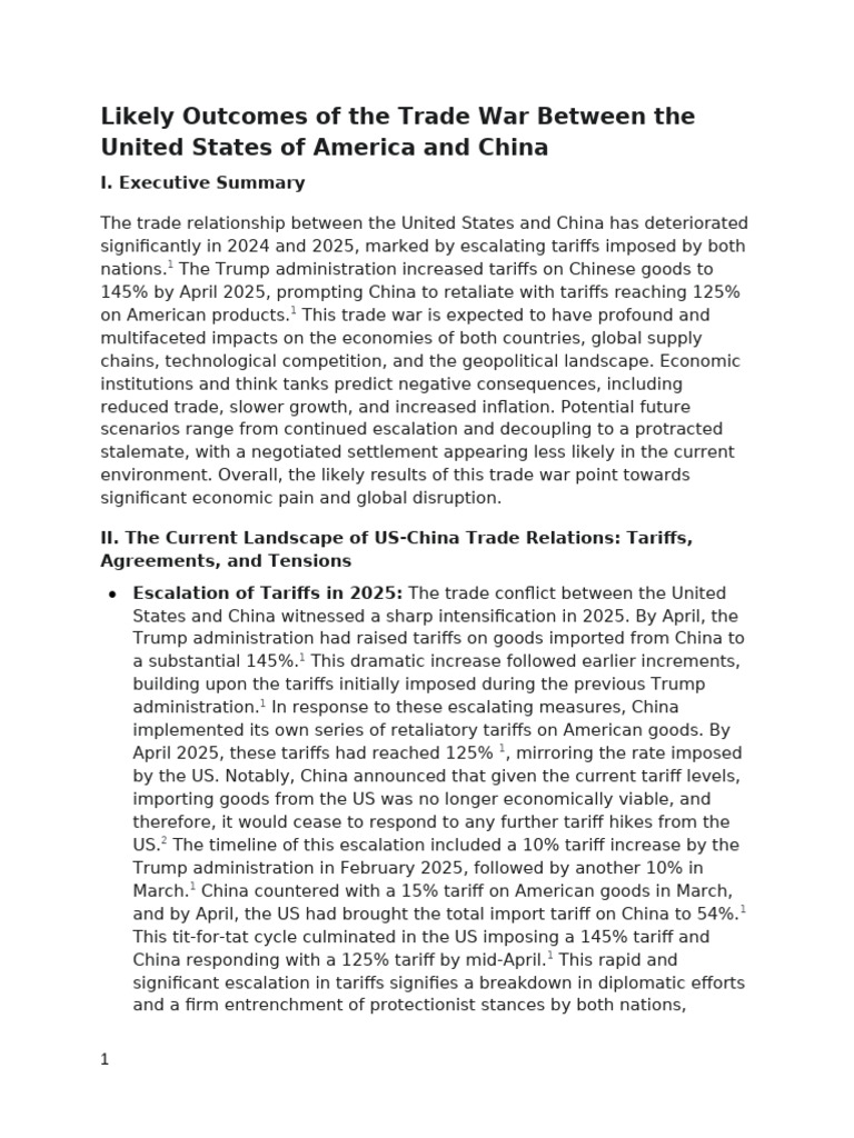 US-China Trade War Outcomes | PDF | Exports | Tariff