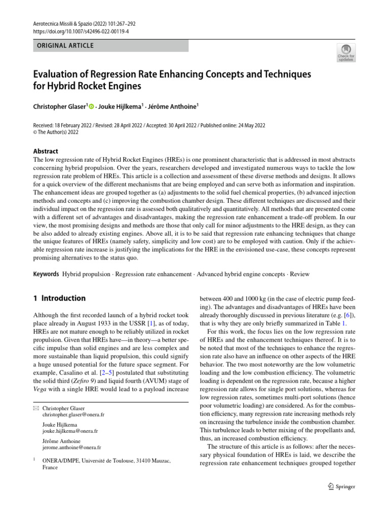 Evaluation of Regression Rate Enhancing Concepts and Techniques For ...