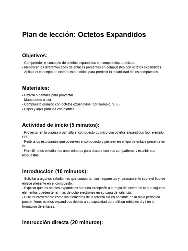 Comprendiendo Octetos Expandidos | PDF | Enlace químico | Compuestos ...
