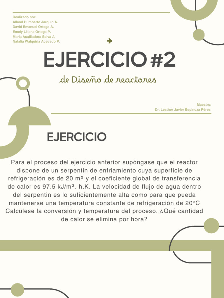 Ejercicio 2 Diseño de Reactores | PDF