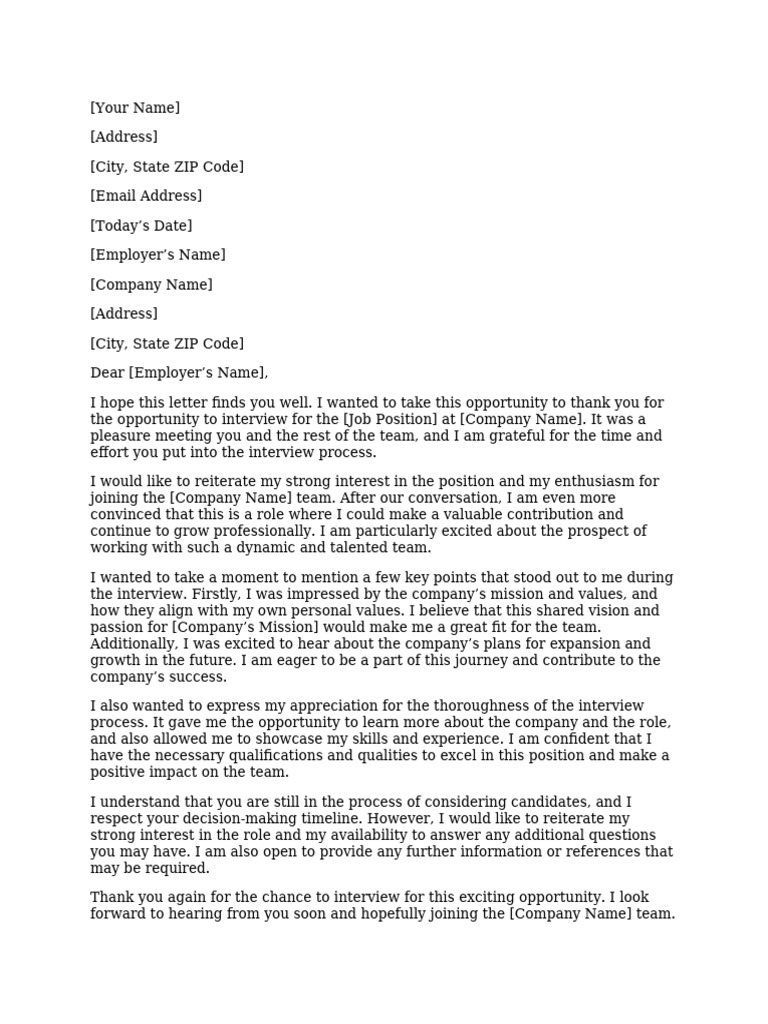 Interview Follow-Up Letter | PDF