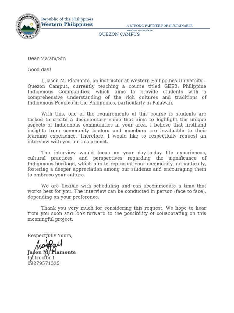 Request for Indigenous Community Interview | PDF