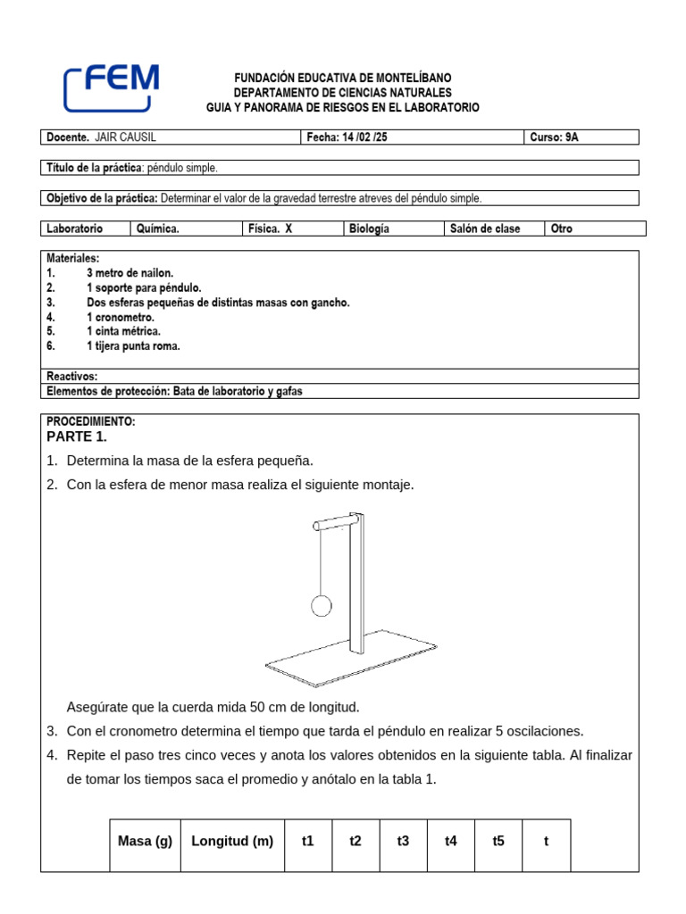 Pendulo Simple | PDF | Laboratorios