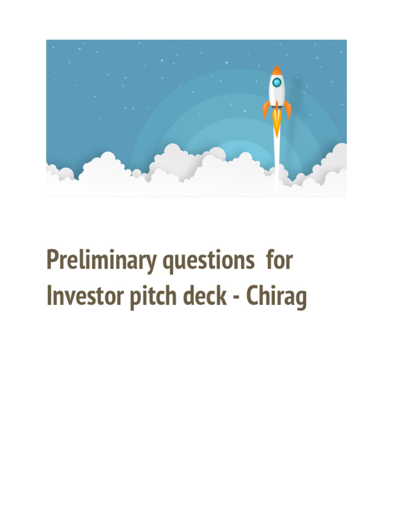 Preliminary Questionnaire - Chirag | PDF | Business | Investing