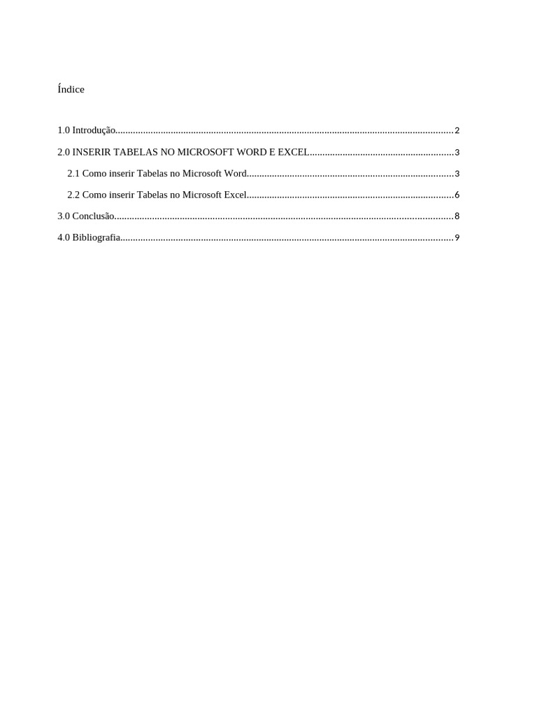 Inserindo Tabelas no Word e Excel | PDF | Microsoft | Microsoft Word