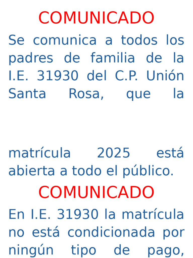 Comunicados Generales 2025 | PDF
