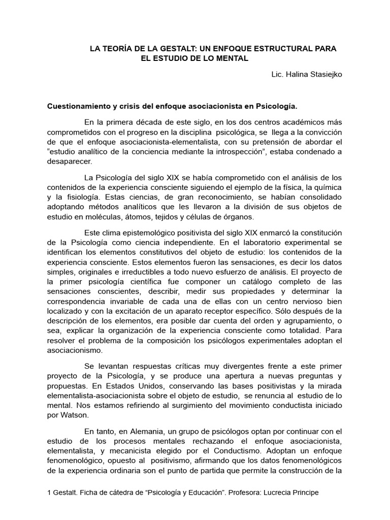 Teoría de la Gestalt en Psicología | PDF | Sicología | Percepción