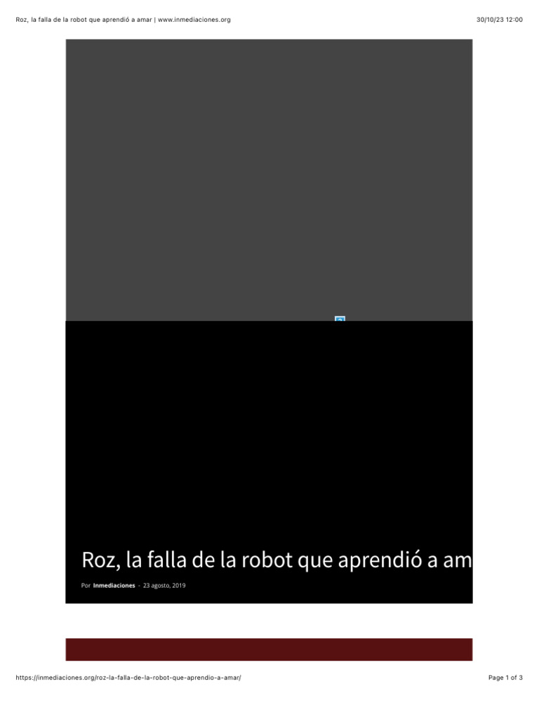 Roz, La Falla de La Robot Que Aprendió A Amar | PDF | Amor | Robot