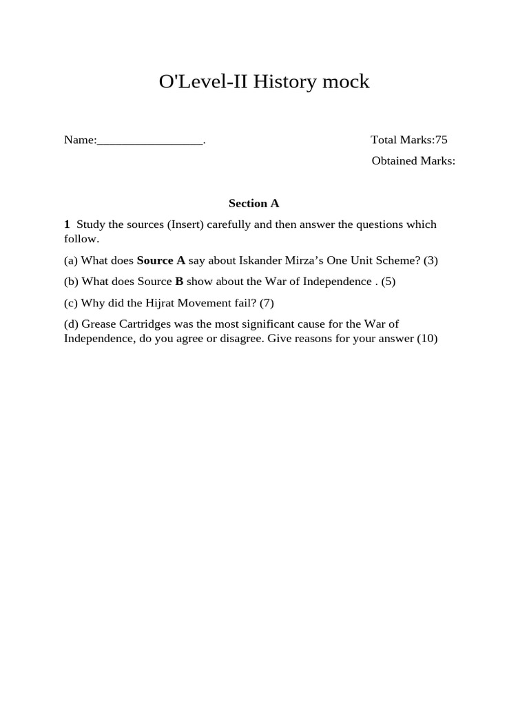 Olevel History Mock | PDF