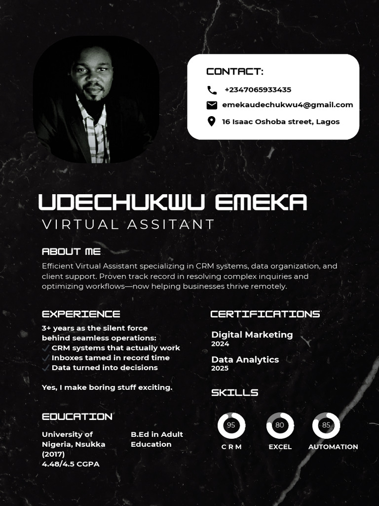 Black and White Modern Professional Artist Resume | PDF