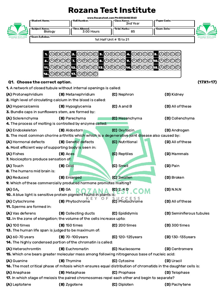 Biology Exam Questions and Answers | PDF | Meiosis | Haemophilia