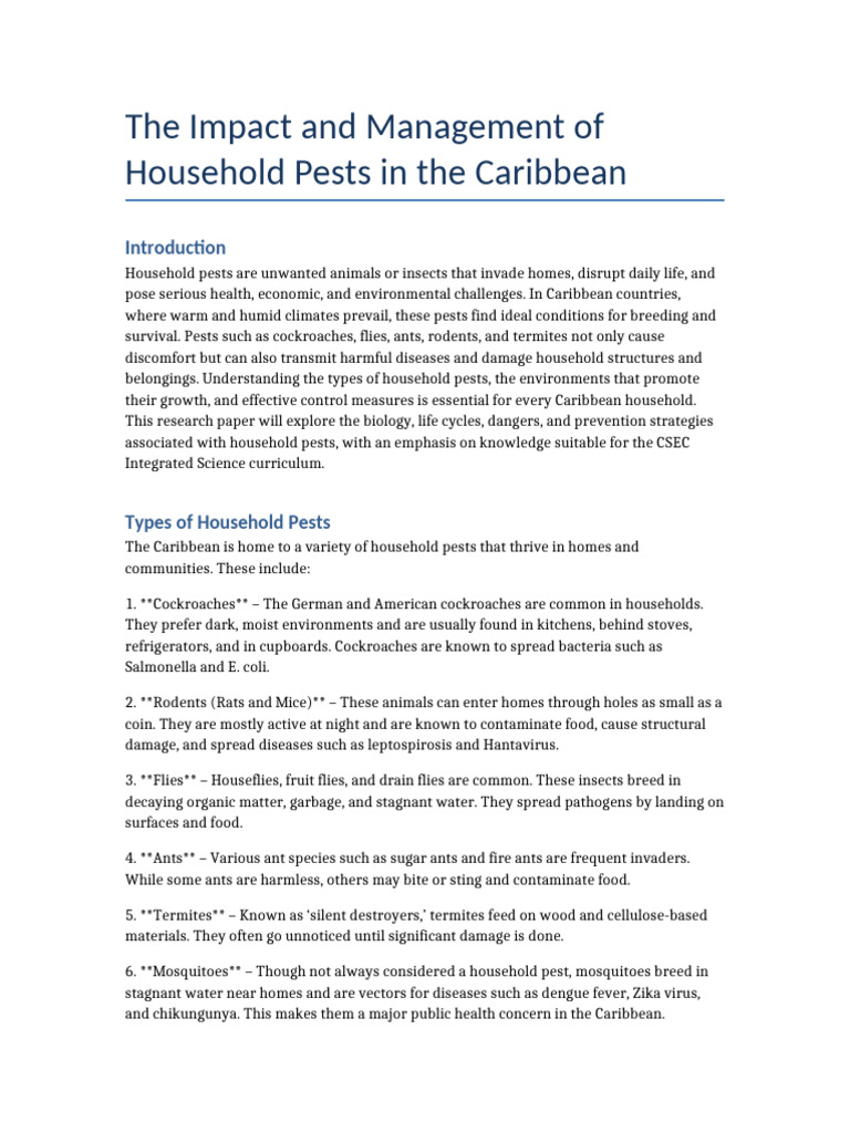 Expanded Household Pests CSEC Research | PDF | Pest Control | Pest ...