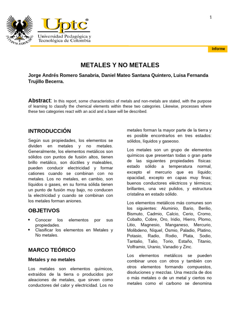 Informe 8 Lab | PDF | Rieles | Metales de transición