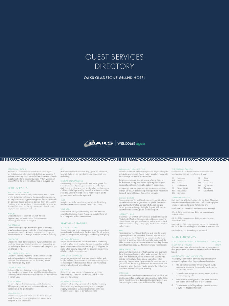 Oaks Gladstone Grand Hotel Compendium-1 | PDF | Credit Card | Payments