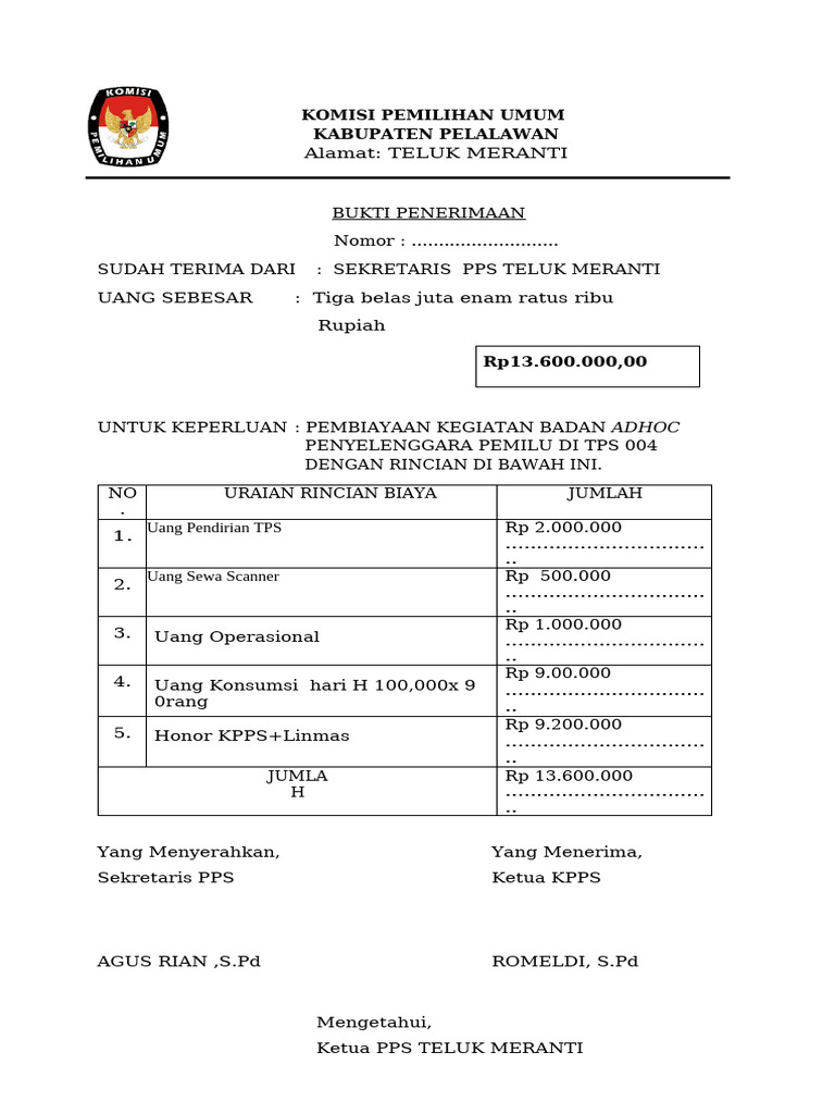 Tanda Terima Dan SPTBJ | PDF