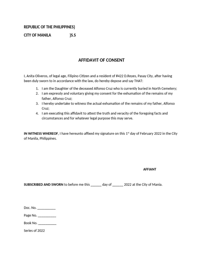 Affidavit of Consent | PDF