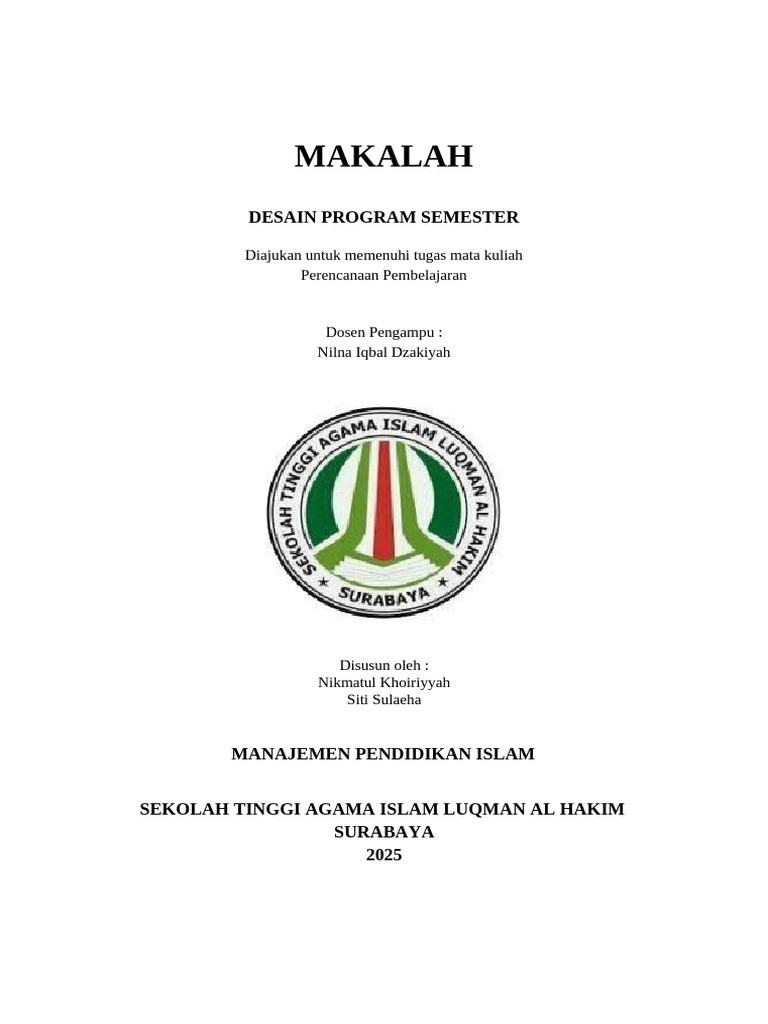 Desain Program Semester Pendidikan | PDF