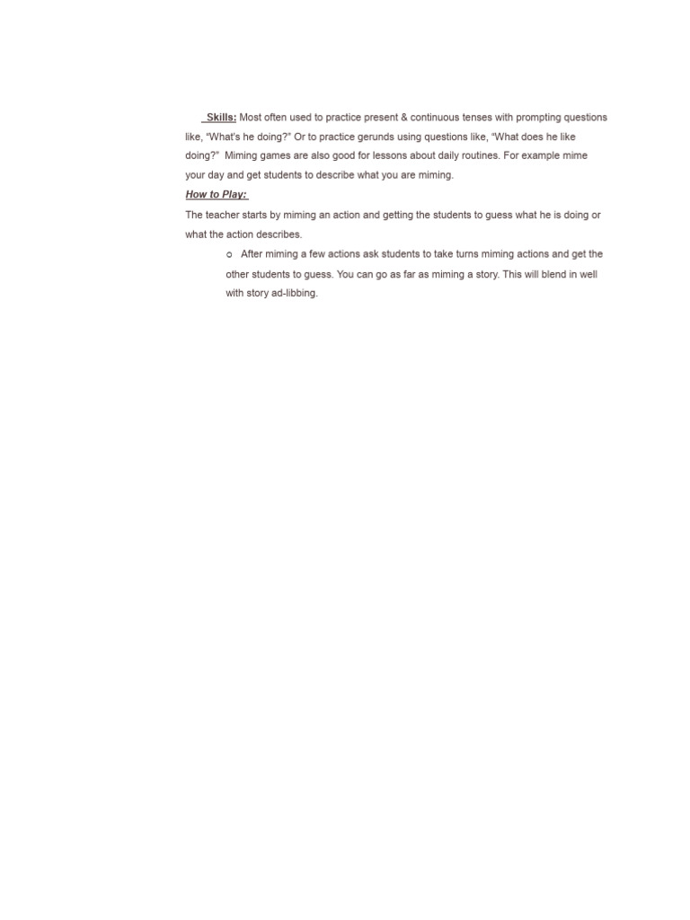 Miming Game | PDF