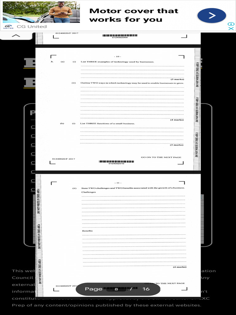 CSEC Prinicples of Business CXC Prep 2 | PDF