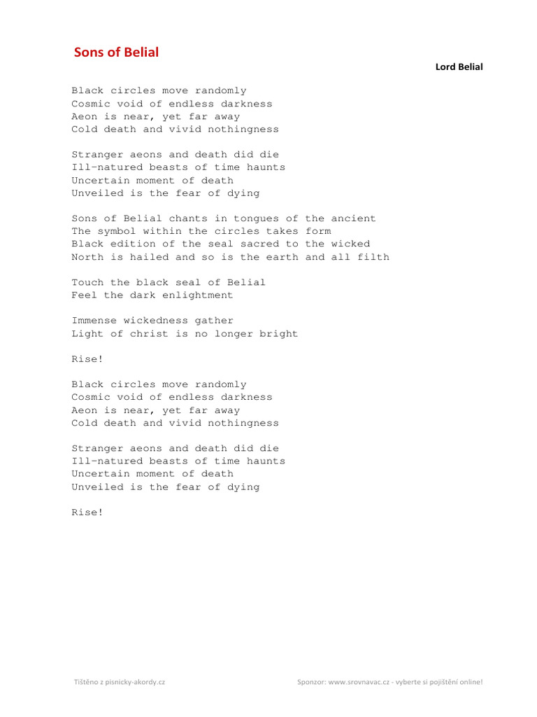 Sons of Belial | PDF