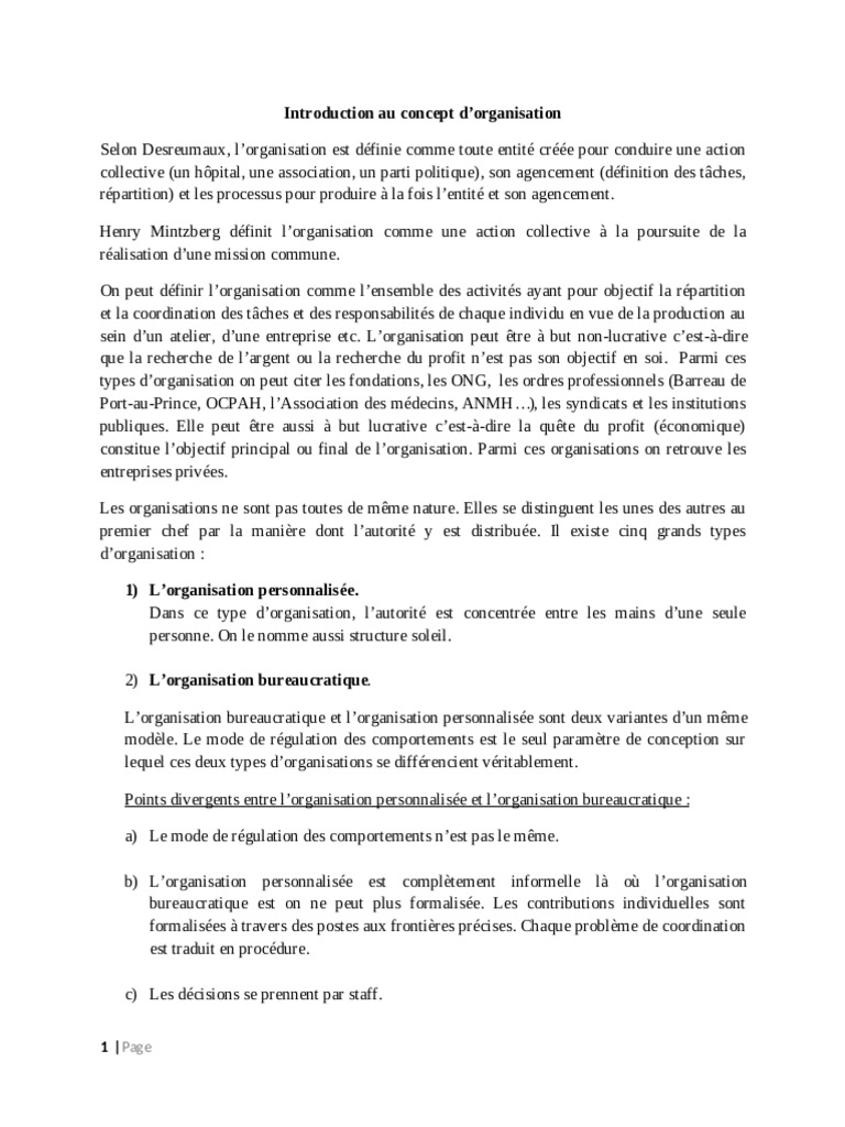 Types et concepts d'organisation | PDF | Bureaucratie | Business