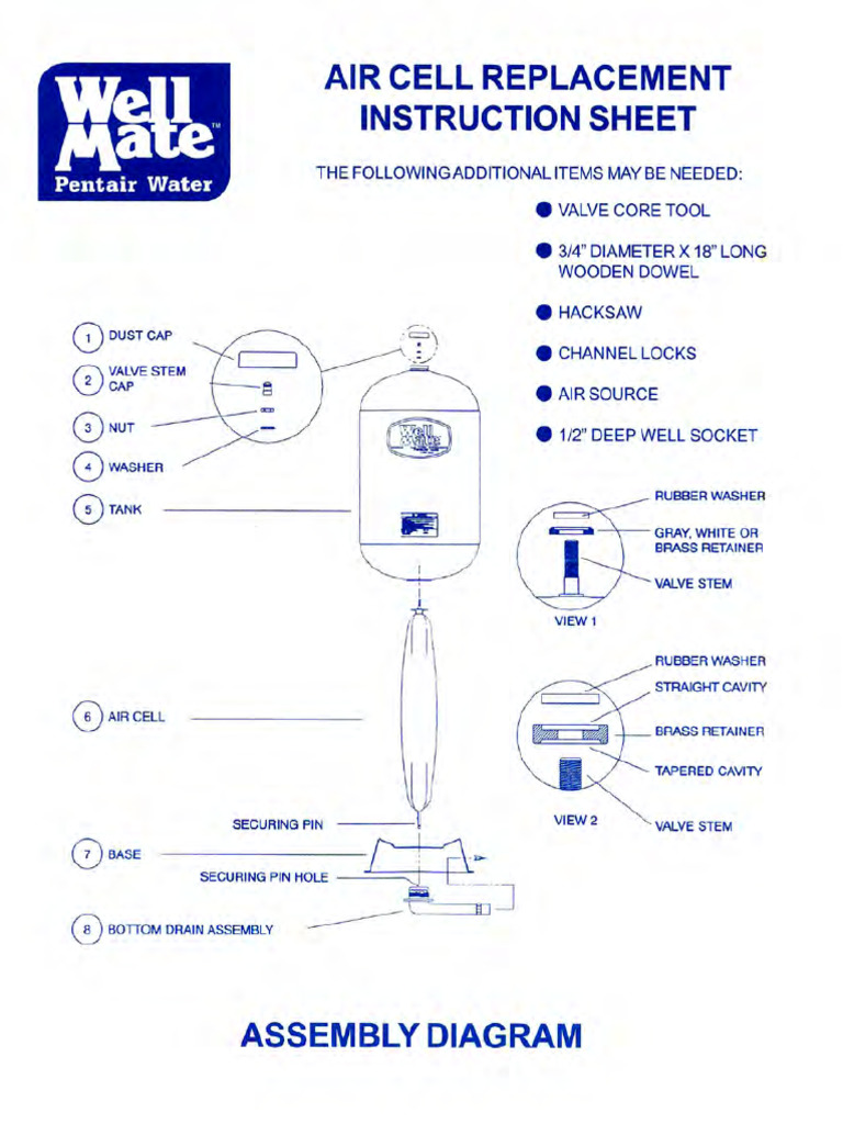 Wellmate Bladder Replacement Instructions Non Quick Connect | PDF
