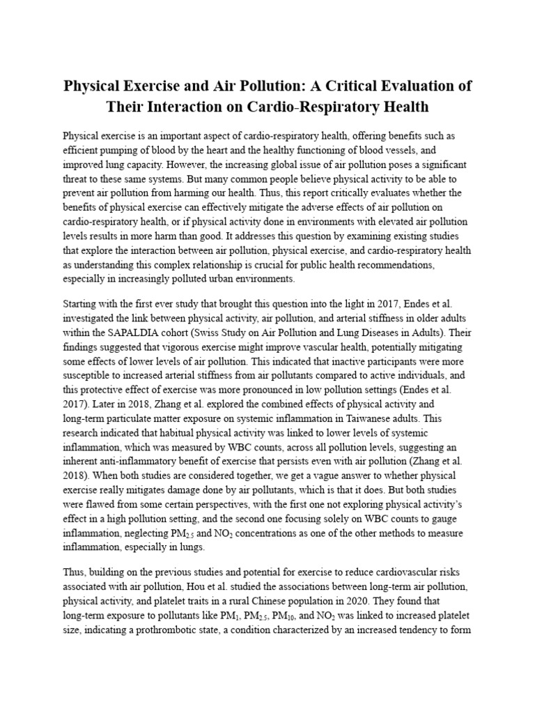 Physical Exercise and Air Pollution - A Critical Evaluation of Their ...